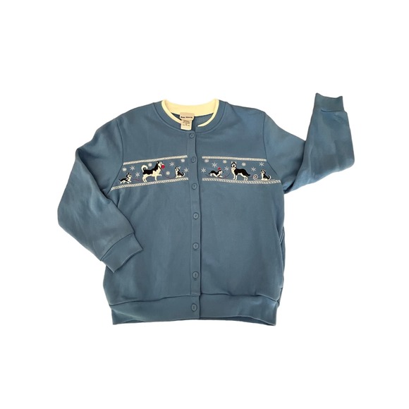 BonWorth | Sweaters | Vintage Bon Worth Husky Dog Fleece Button Up Blue ...